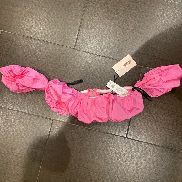 Missguided | Tops | Hot Pink Co Ord Puff Sleeve Bralette | Poshmark